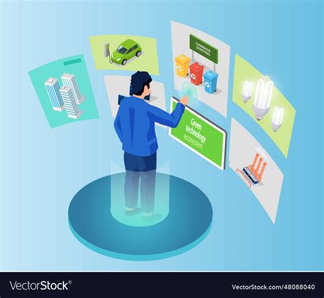 Man Analyzes Integration Of New Technologies Vector Image