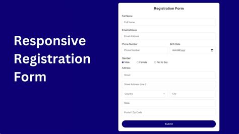 Responsive Registration Form Using Html And Css Tutorial Free Source