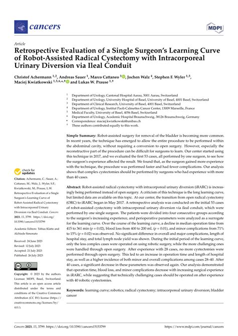 Pdf Retrospective Evaluation Of A Single Surgeons Learning Curve Of