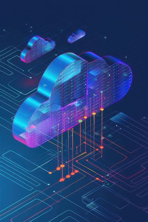 Abstract Illustration Of Cloud Computing Infrastructure With Vibrant Colors Showcasing Data