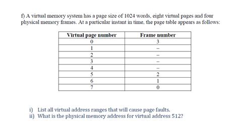 solved f a virtual memory system has a page size of 1024