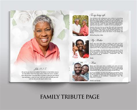 Obituary Memorial Program Template 85x11 Booklet 8 Pages Clean