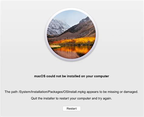 MacOS Could Not Be Installed On Your Computer Problem