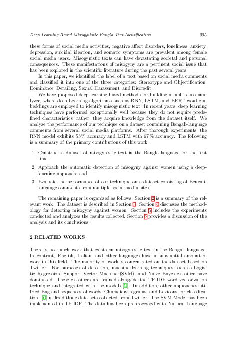 Deep Learning Based Misogynistic Bangla Text Identification From Social