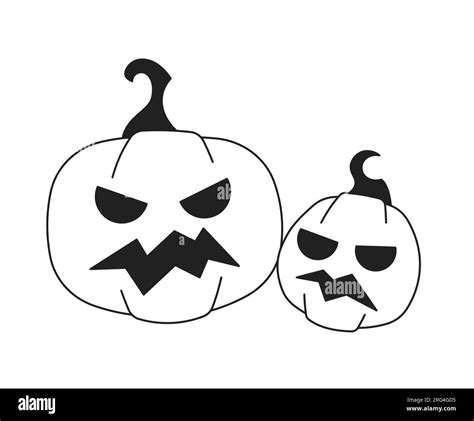 Pumpkins Halloween Monochrome Flat Vector Object Stock Vector Image