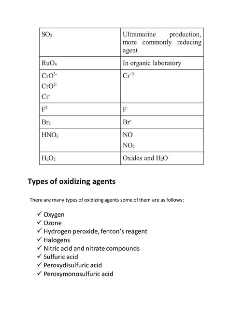 Oxidizing And Reducing Agents Docx