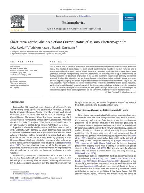Pdf Short Term Earthquake Prediction Current Status Of Seismo