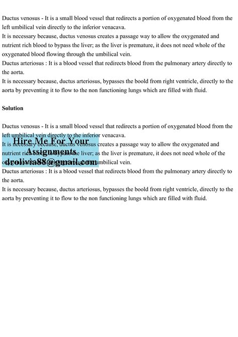 Ductus Venosus It Is A Small Blood Vessel That Redirects A Portionpdf