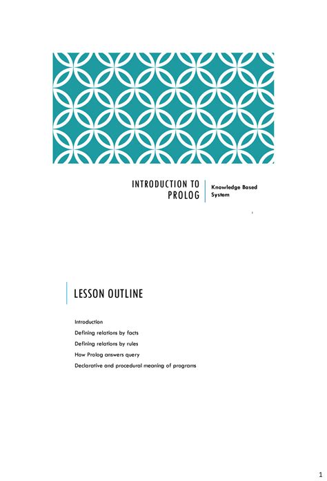 lab 1a introduction to prolog introduction to prolog knowledge based system 1 lesson outline