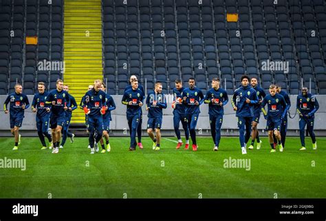Swedens National Soccer Team In Action During A Training Session For