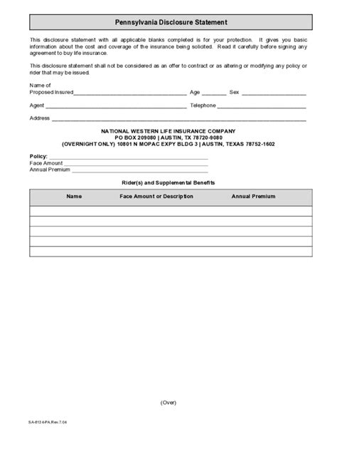 Fillable Online Section 833 Disclosure Statement 31 Pa Code833