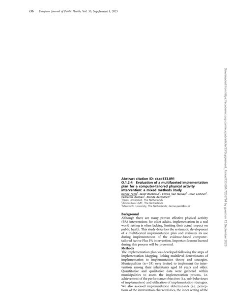Pdf O12 4 Evaluation Of A Multifaceted Implementation Plan For A Computer Tailored Physical