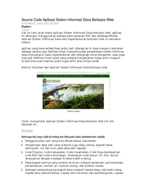 Source Code Aplikasi Sistem Informasi Desa Berbasis Web Pdf