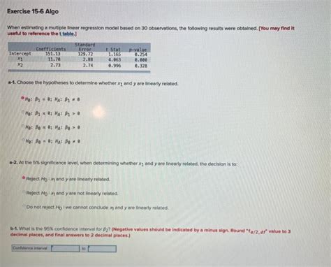 Solved Exercise 15 6 Algo When Estimating A Multiple Linear