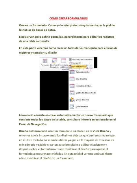 Como Crear Formularios En Access 2010 Parte 3 Pdf Ventana Informática Bases De Datos