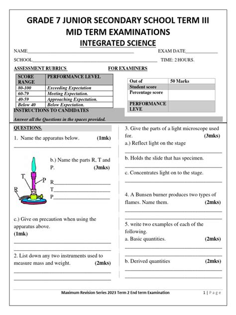 2023 Jss G7 Term 3 Integrated Science Midterm Exam Pdf Physical Sciences Physical Quantities