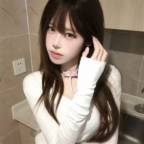 白衣长发女孩，手抚发丝，颈间蝴蝶结装饰尽显甜美 𝙒𝙚𝘾𝙝𝙖𝙩女头 精选头像200张表情包图片动图 求表情网斗图从此不求人