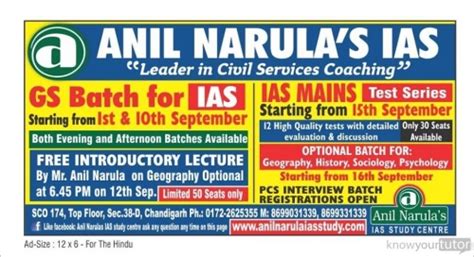 Anil Narulas Ias Study Centre Offering Iasifsipsirspcshashcsras