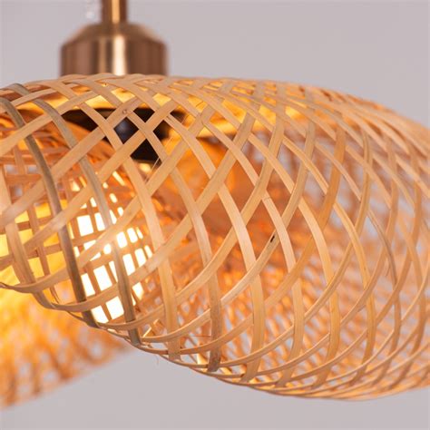 Country Roads Rattan Pendant Light White Teak