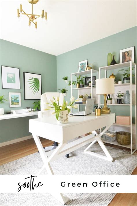 Super Soothing And Cozy Green Office Home Office Design Home Office