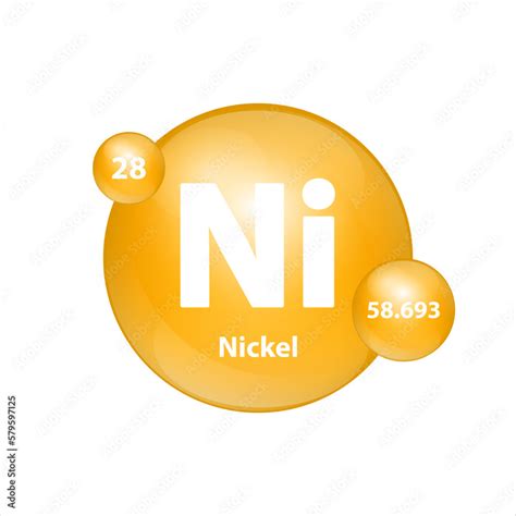 Nickel Ni Icon Structure Chemical Element Round Shape Circle Yellow Dark Chemical Element Of