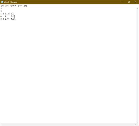 Cities1 Notepad Eile Edit Format View Help K 3