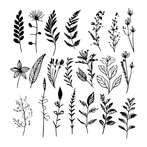 Premium Vector A Collection Of Small Plants With Different Shapes And