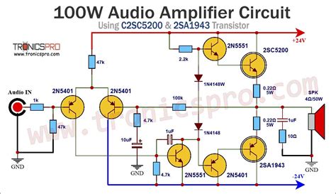 Audio Amplifier Circuit Using 2sc5200 And 2sa1943