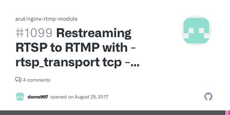 Restreaming RTSP To RTMP With Rtsp Transport Tcp Autoconnecting