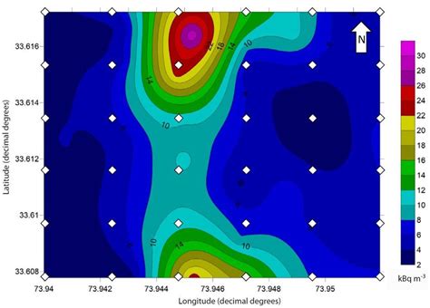 Contour Map Showing The Spatial Variability Of Radon Concentration Over