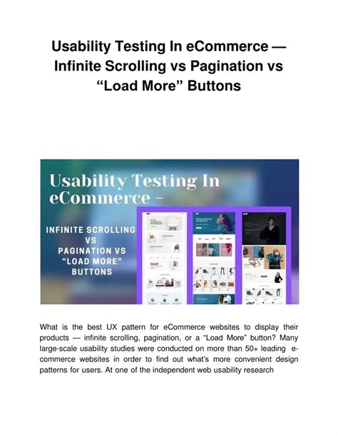 Ppt Usability Testing In Ecommerce — Infinite Scrolling Vs Pagination Vs Load More” Buttons
