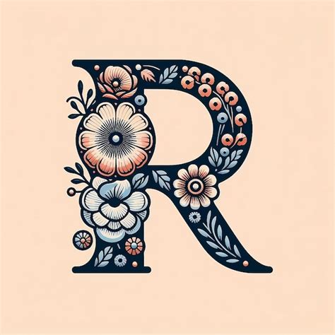 Flower Monogram Logo Alphabet R Vector Premium Ai Generated Image
