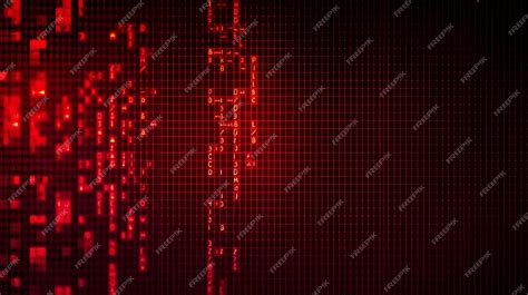 Red Abstract Binary Code Elements On A Dark Screen Illustrating The Concepts Of Malware