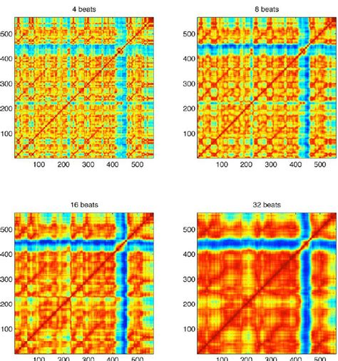 self similarity matrices calculated from the activation patterns of the