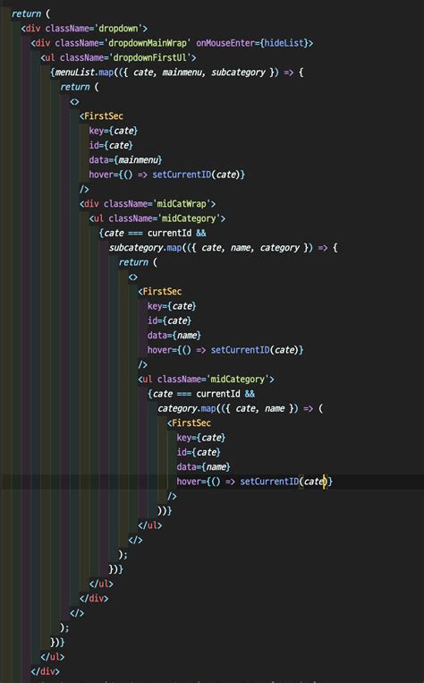프로젝트 기억에 남는 코드 Multi Level Dropdownreact