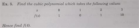Solved Ex Find The Cubic Polynomial Which Takes The Chegg