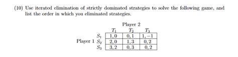 Solved 10 Use Iterated Elimination Of Strictly Dominated