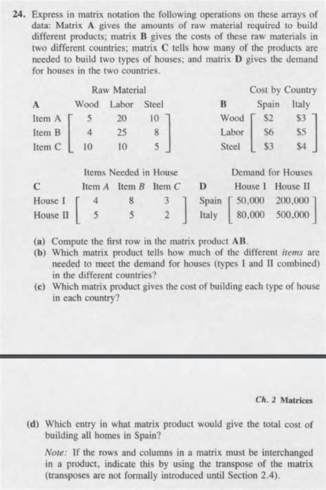Solved 24 Express In Matrix Notation The Following
