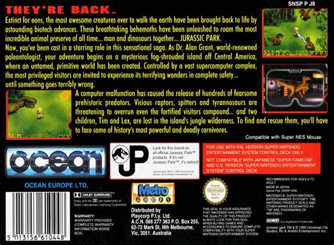 Jurassic Park 1993 Snes Box Cover Art Mobygames Atelier Yuwaciaojp