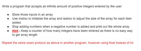Solved Complete Program In C Program Must Take An Infinite
