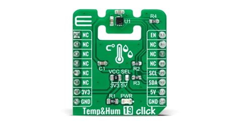 Mikroe 4922 Mikroelektronika Temp And Hum 19 Click Temperature And Humidity Sensor Add On Board