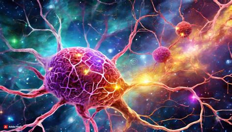 A Neuron Nerve Cell Appearing Vibrant And Active With Its Intricate Structure Highlighted Stock
