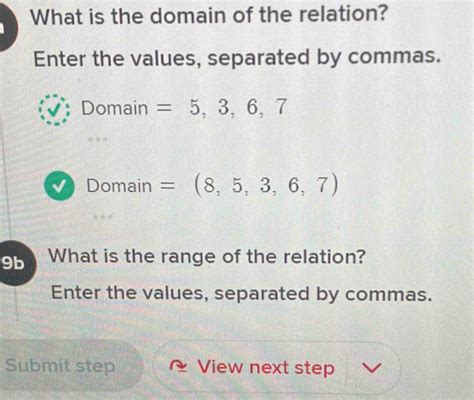 Solved What Is The Domain Of The Relation Enter The Values Separated