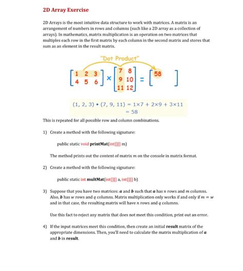 Solved 2D Array Exercise 2D Arrays Is The Most Intuitive Chegg