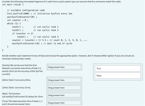 Solved Consider The Following Incomplete Fragment Of C Code