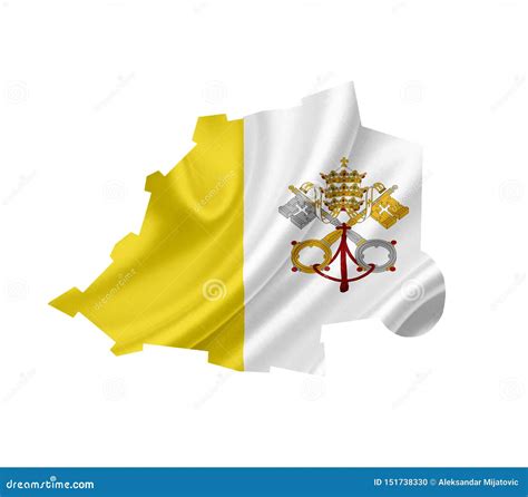 Mapa De La Ciudad Del Vaticano Con La Bandera Que Agita Aislada En