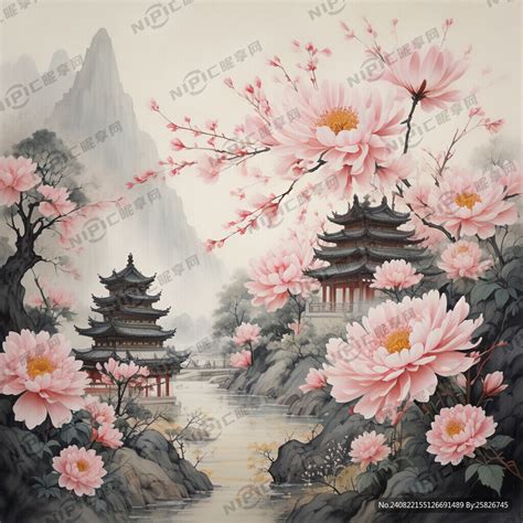 Ai创作图一去二三里 烟村四五家 亭台六七座 八九十枝花 昵图网