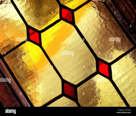 Closeup Shows A Stained Glass Window On The Diagonal With Rectangle