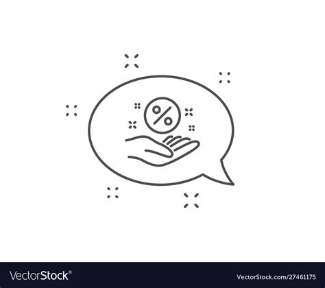 Loan Percent Line Icon Discount Sign Royalty Free Vector