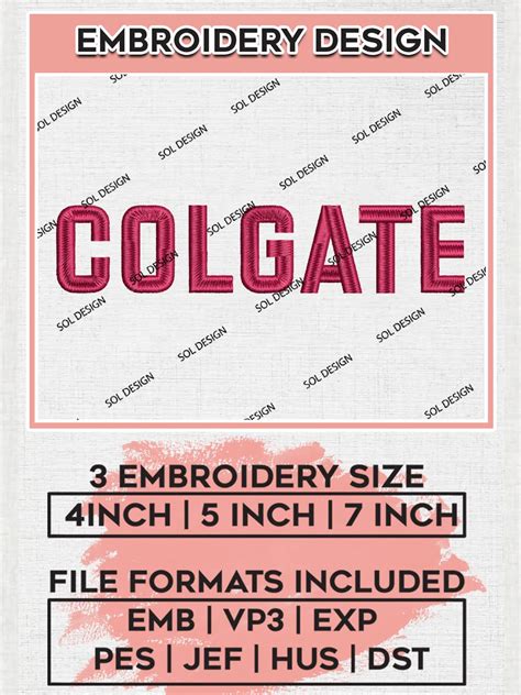 Ncaa Colgate College Team Word Logo Embroidery Design Files Ncaa